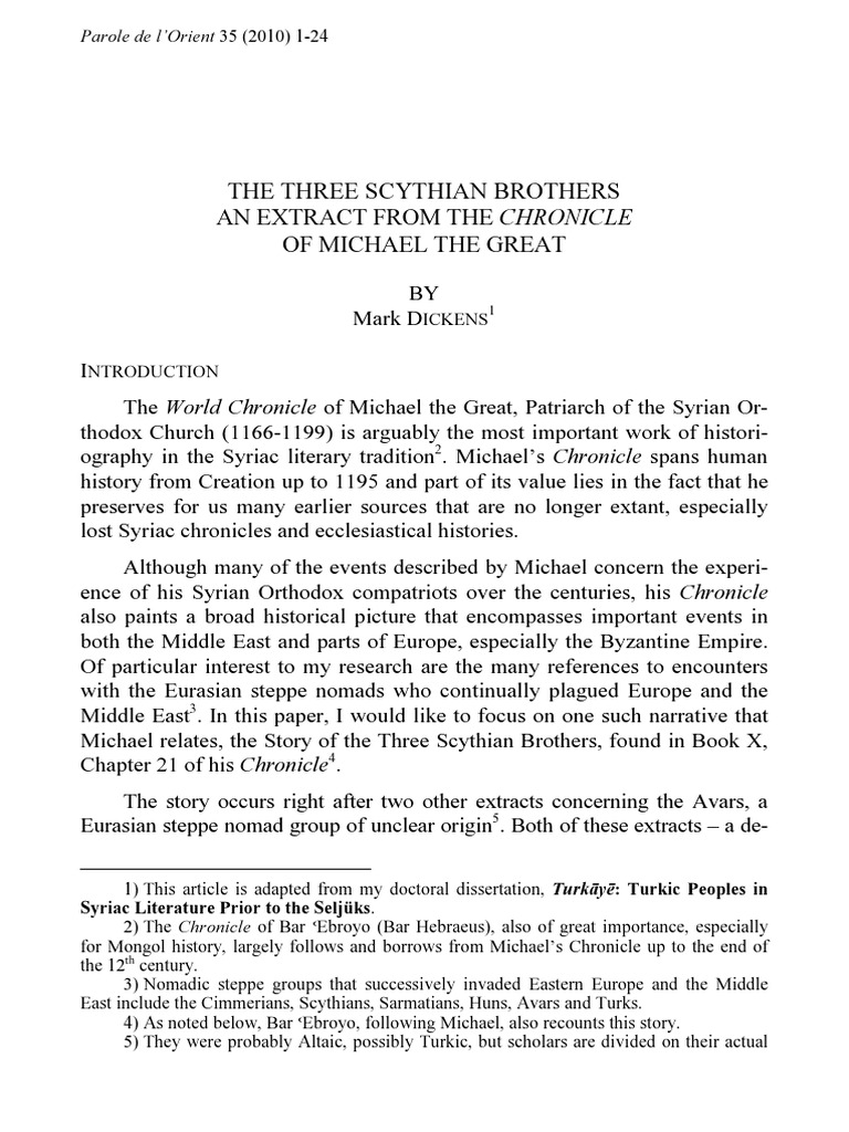 Three Scythian Brothers in Michael's Chronicle | PDF | Ethnic Groups ...