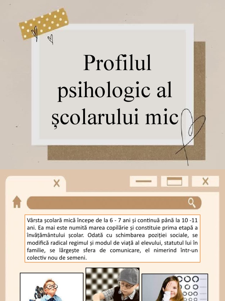 Profilul Psihologic Al Scolarului Mic | PDF