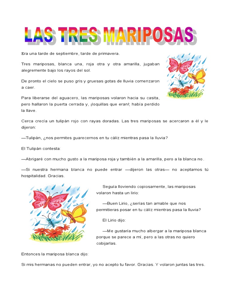 Las Tres Mariposas y la Lluvia | PDF | Poesía