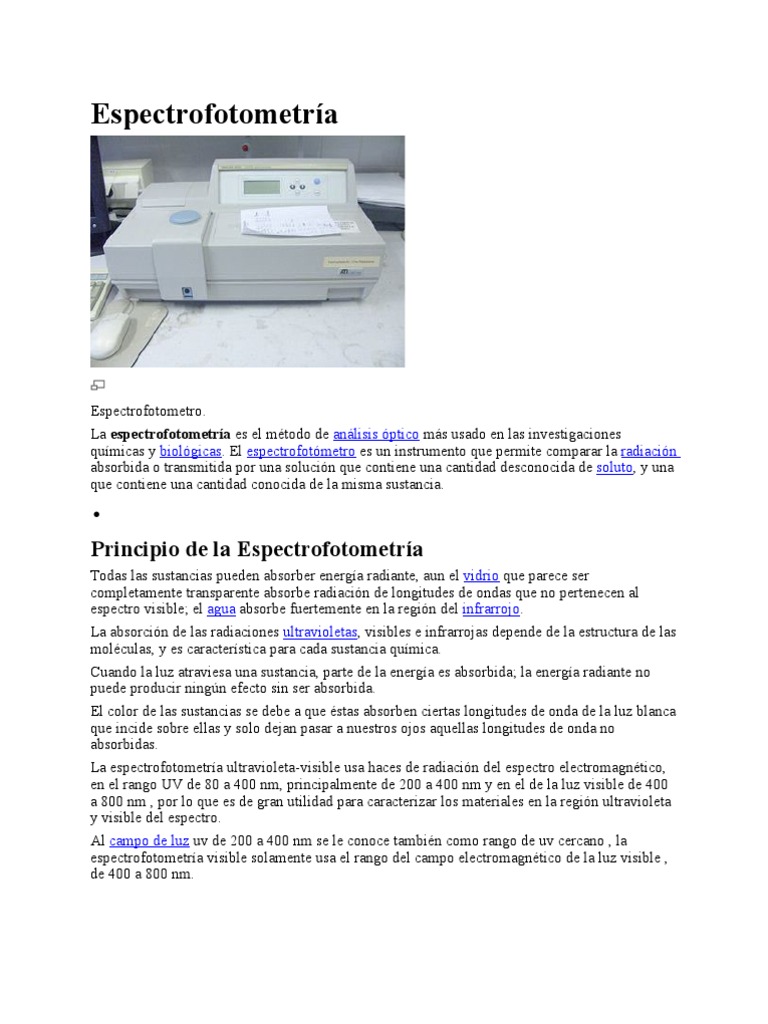 Espectrofotometría Pdf Espectrofotometria Ligero