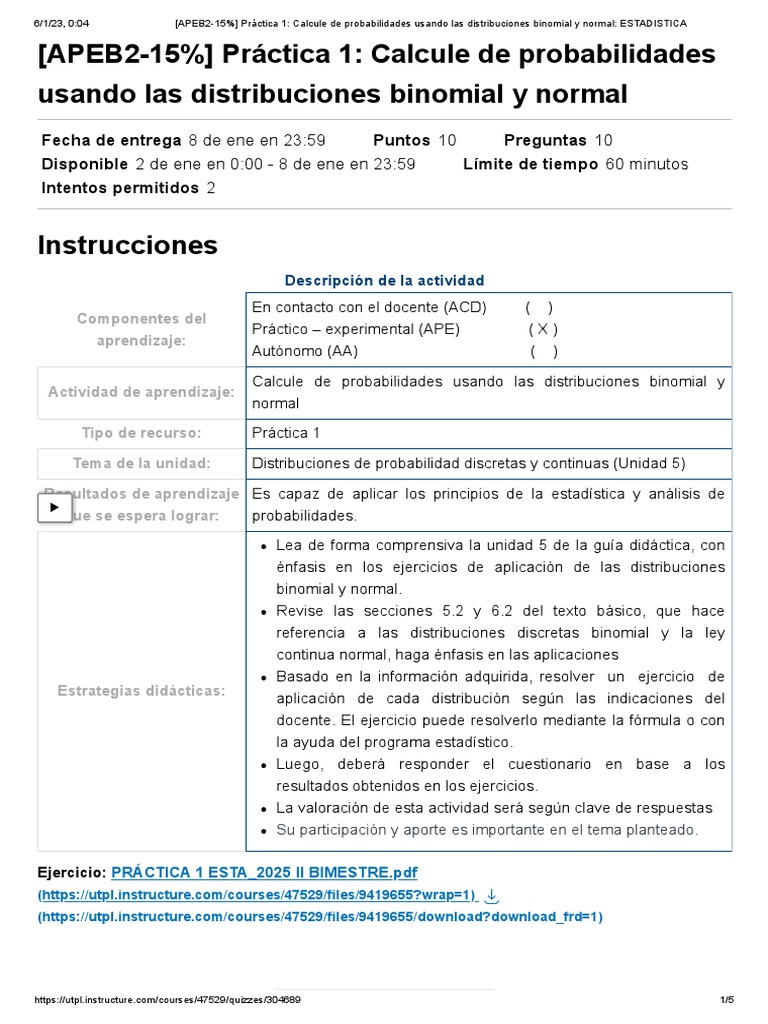 (APEB2-15%) Práctica 1 - Calcule de Probabilidades Usando Las ... (APEB2-15%) Práctica 1 - Calcule de Probabilidades Usando Las ...