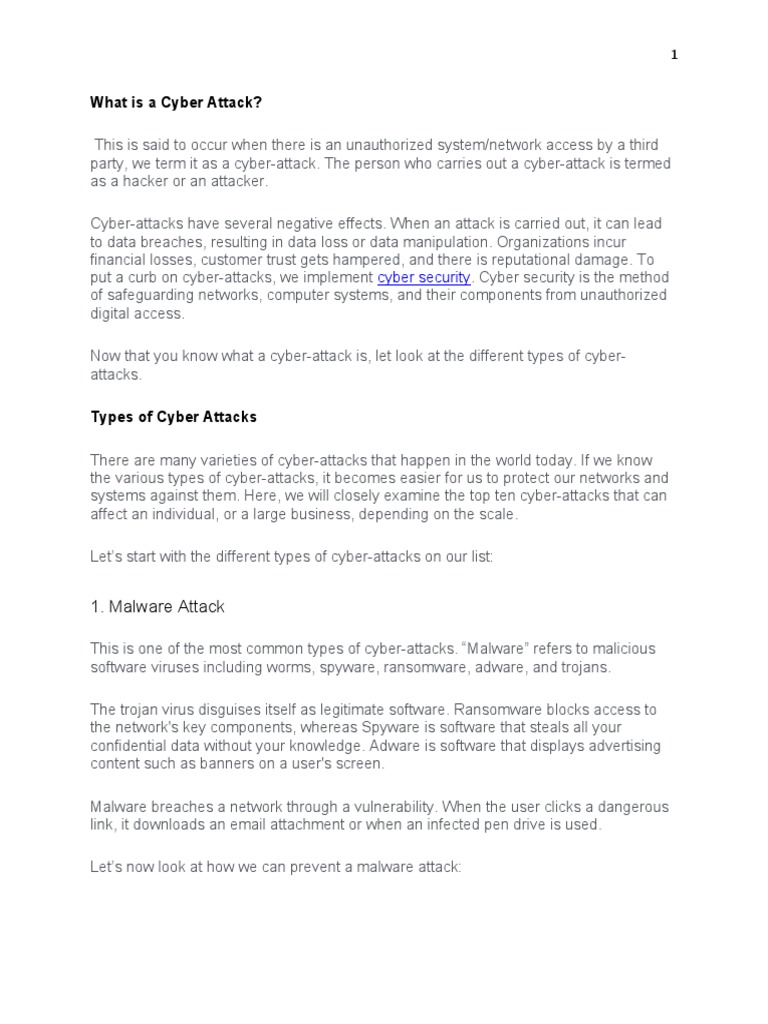 What Is A Cyber Attack | PDF | Malware | Security