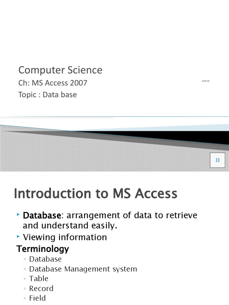 MS Access Lecture 01 | PDF | Databases | Microsoft Access