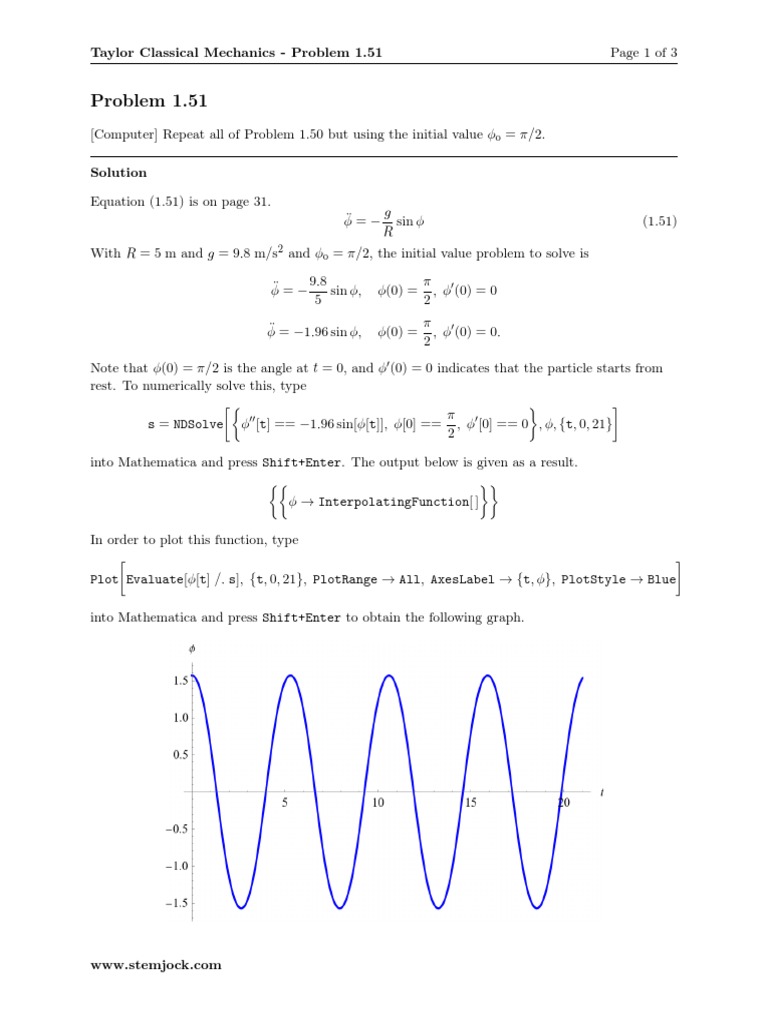Classical Mechanics Taylor Solutions | PDF | Coordinate System ...