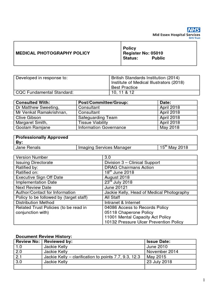Medical Photography Policy 3.0 | Download Free PDF | Informed Consent ...