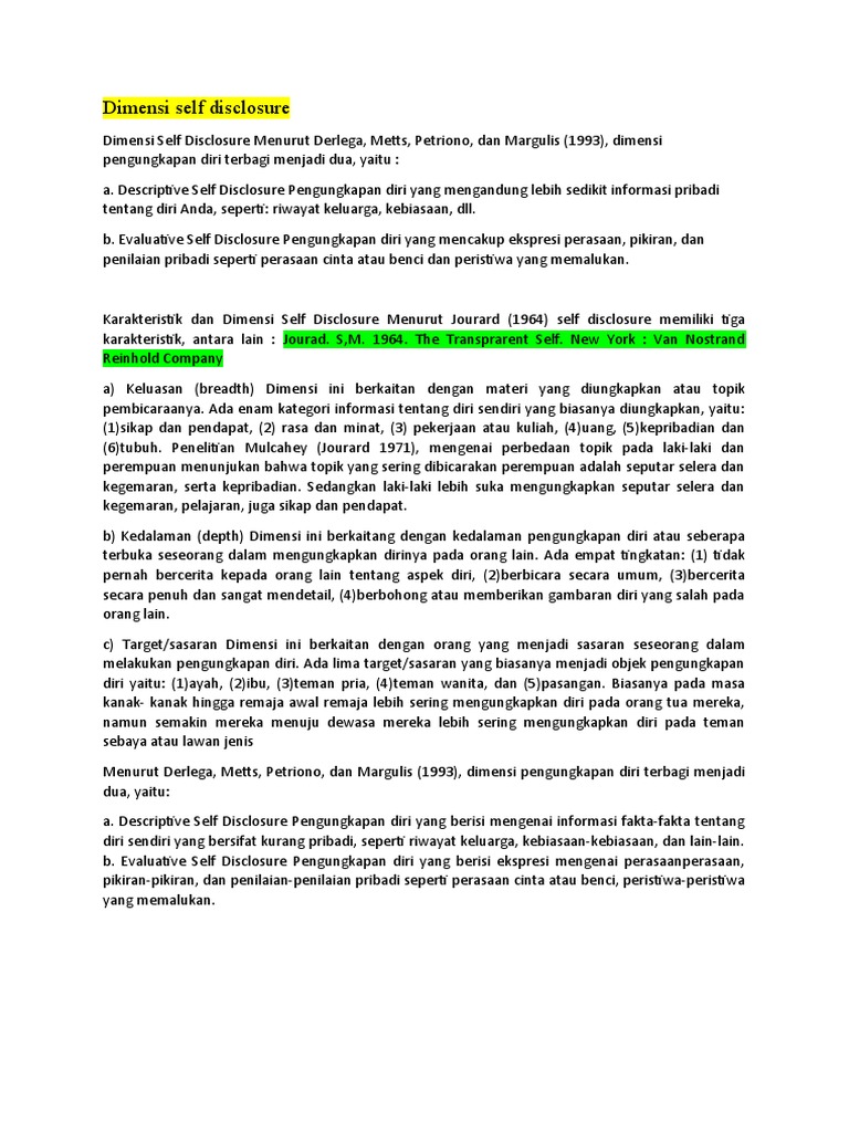 Dimensi Pengungkapan Diri dalam Psikologi | PDF | Ilmu Sosial | Pengembangan Diri
