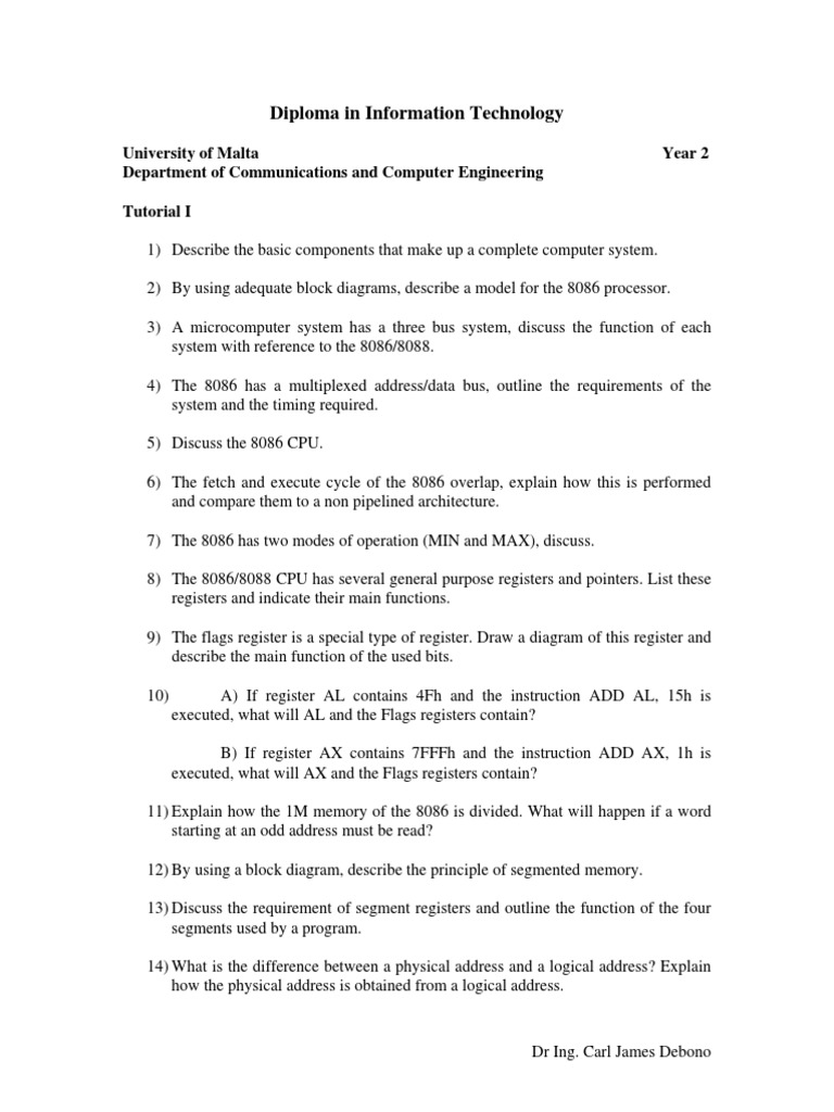 Advanced 8086 Microprocessor Guide | PDF | Central Processing Unit ...
