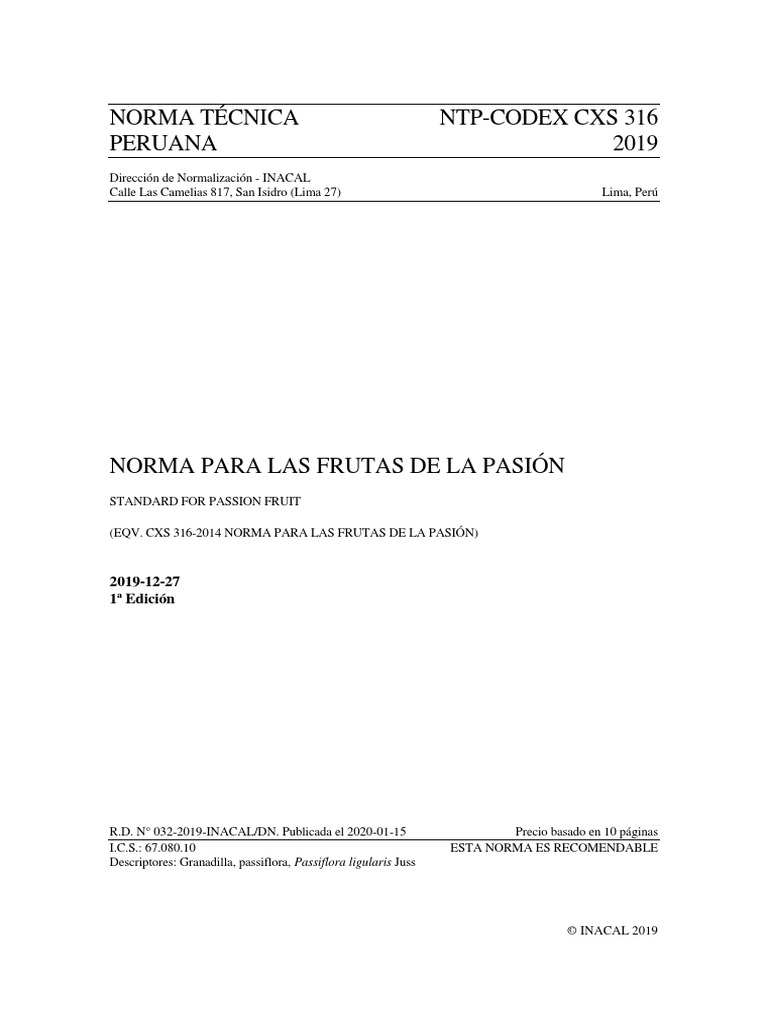 NTP Codex Stan 316 | Descargar gratis PDF | Alimentos | Seguridad ...