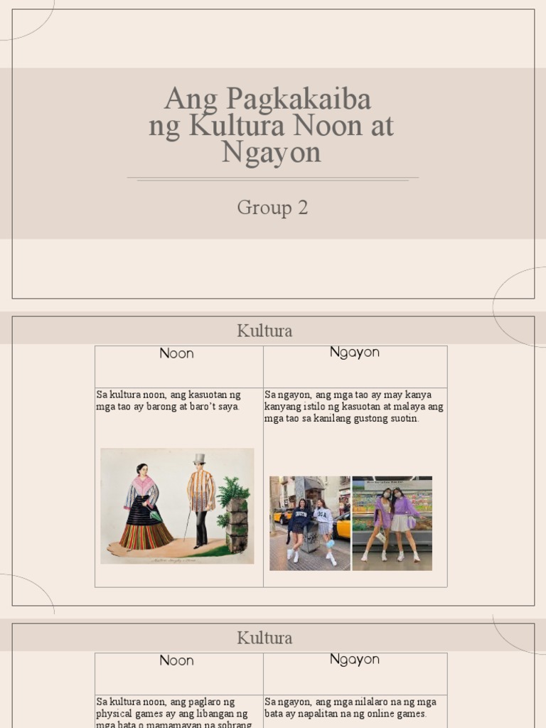 Ang Pagkakaiba NG Kultura Noon at Ngayon | PDF
