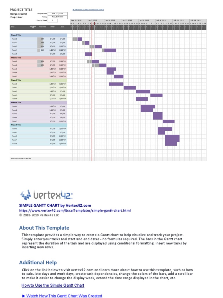 Simple Gantt Chart Ms | PDF | Spreadsheet | Computing