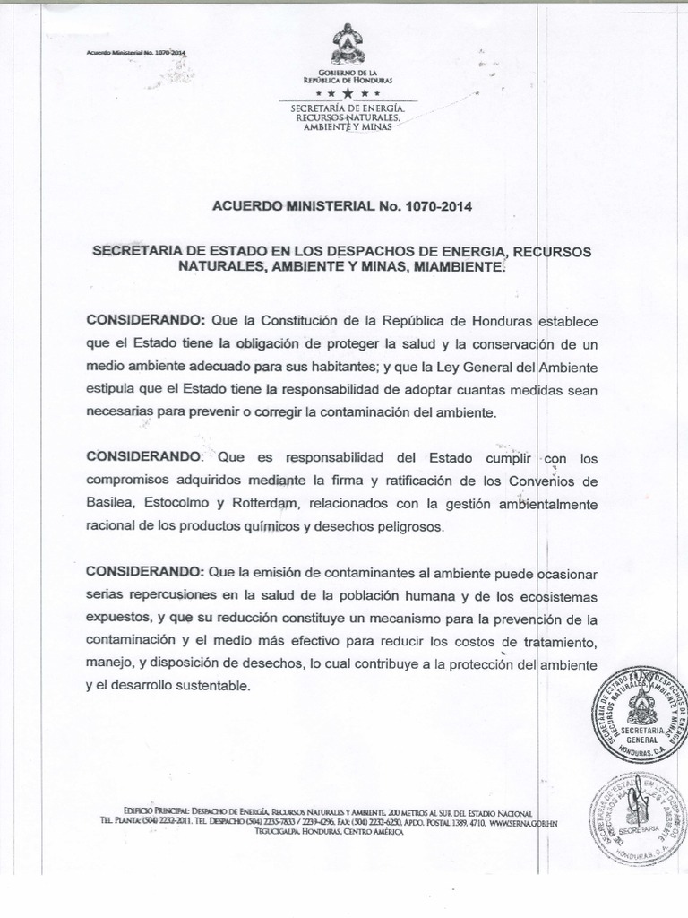 Reglamento RETC Aprobado | PDF | Contaminación