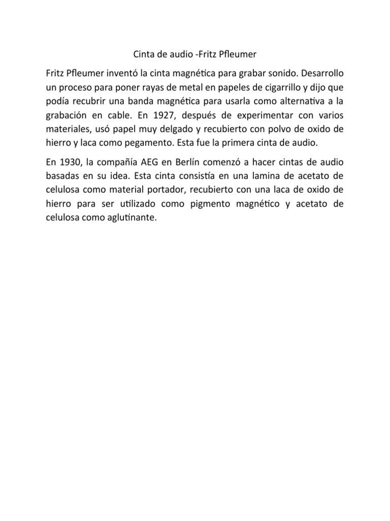 Cinta de Audio - Fritz Pfleumer | PDF