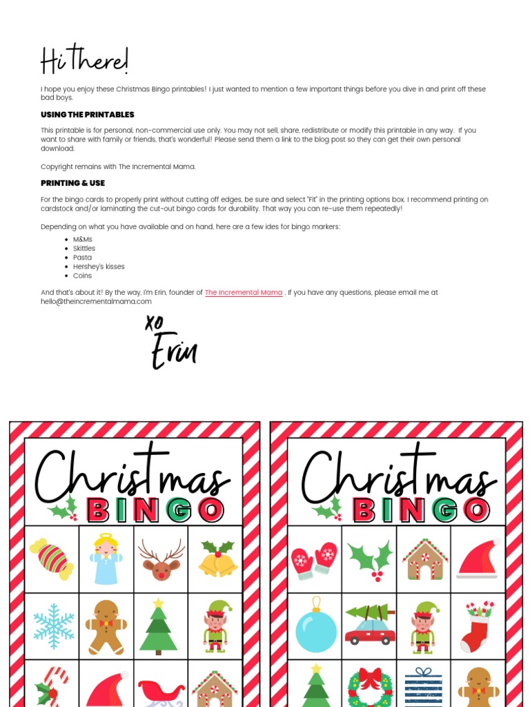 Christmas Bingo Printables The Incremental Mama 3 | PDF | Home & Garden