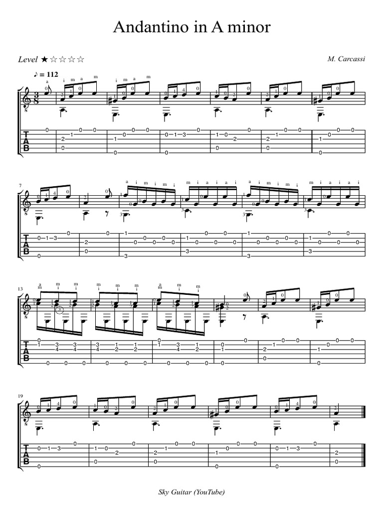 Andantino in A Minor (Sky Guitar) TAB | PDF