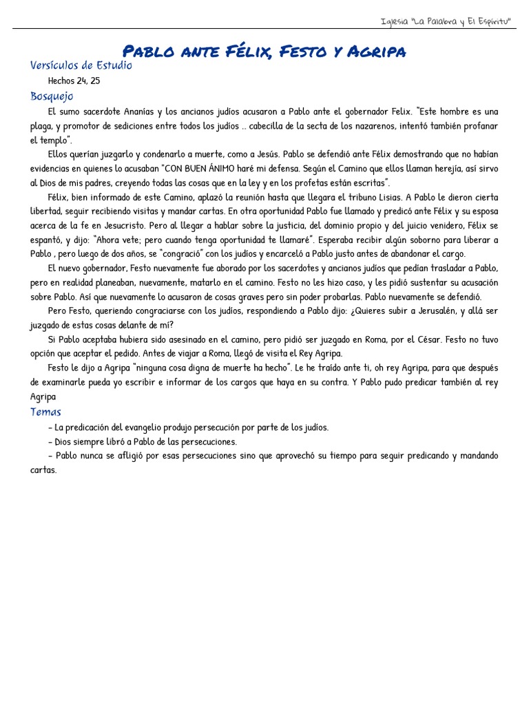 347 Pablo Ante Félix, Festo y Agripa | PDF | Pablo el apóstol | Jesús