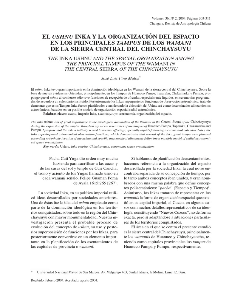 El Ushnu Inka y su Organización Espacial | PDF | Imperio Inca | Andes