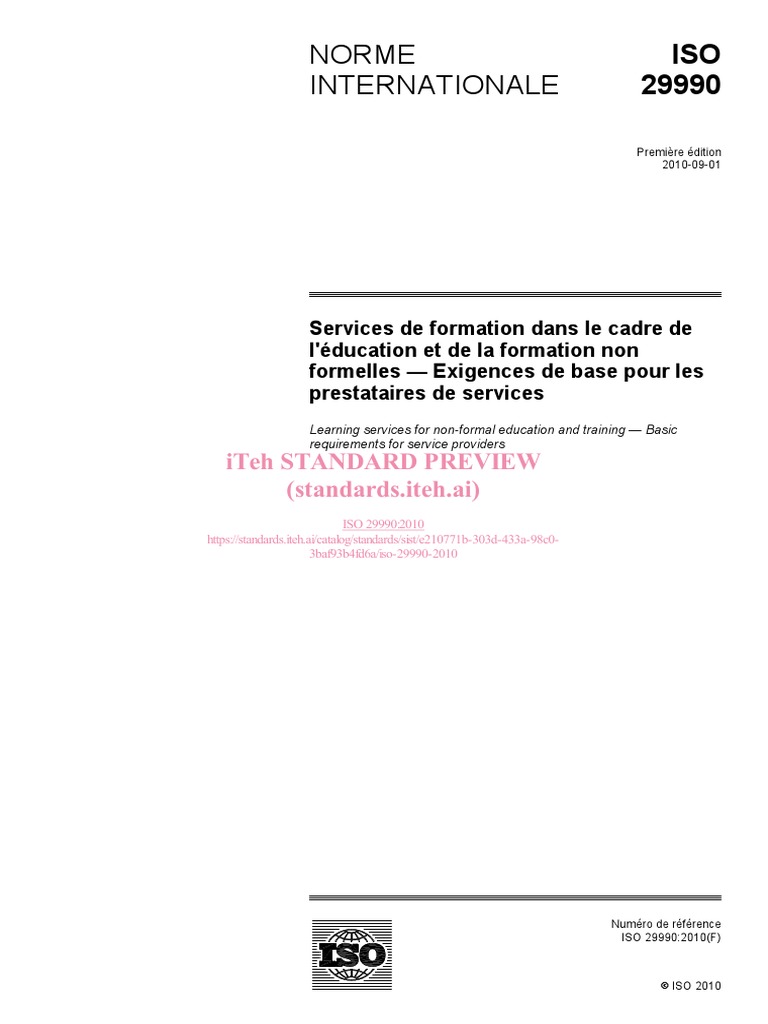 Iso 29990 2010 | PDF | Organisation internationale de normalisation ...