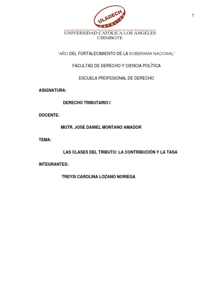 La contribución y la tasa como clases del tributo | PDF | Impuestos | Evasión de impuestos