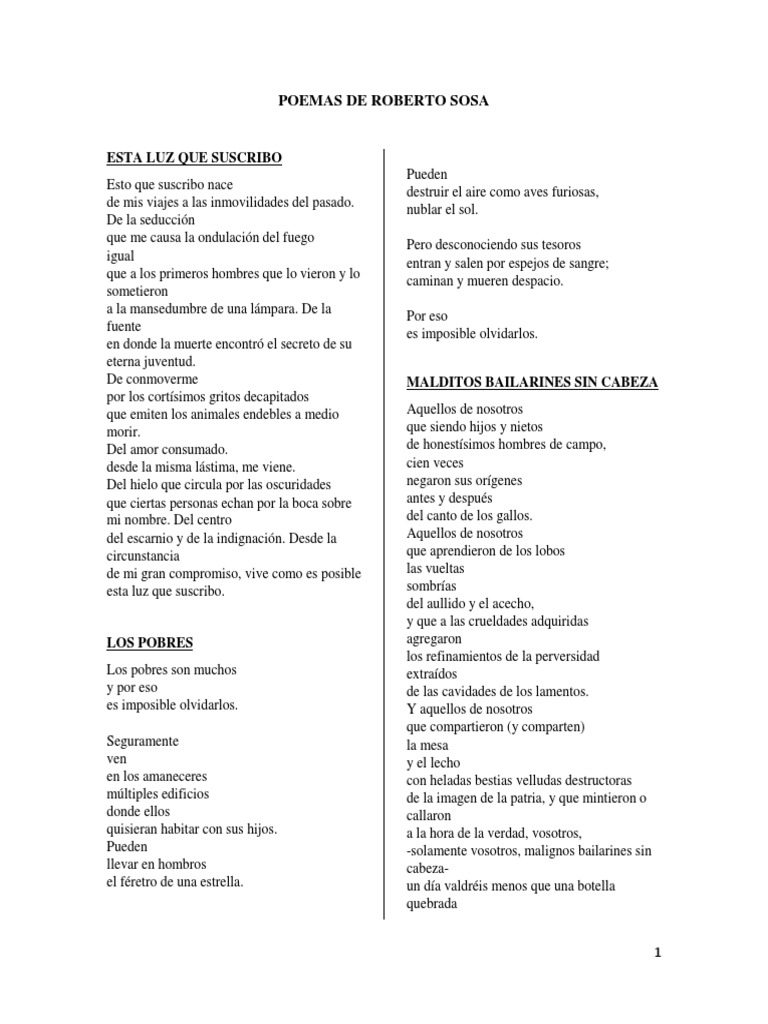 Poemas de Roberto Sosa | PDF