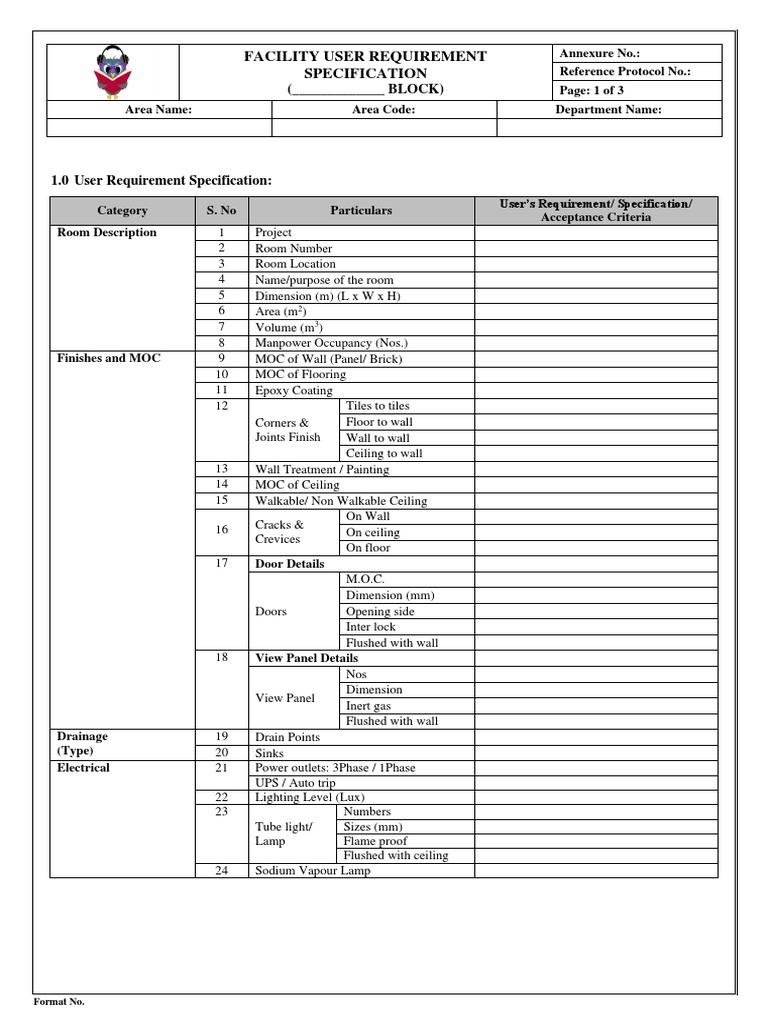 2-FACILITY-QUALIFICATION-URS | PDF | Wall | Water