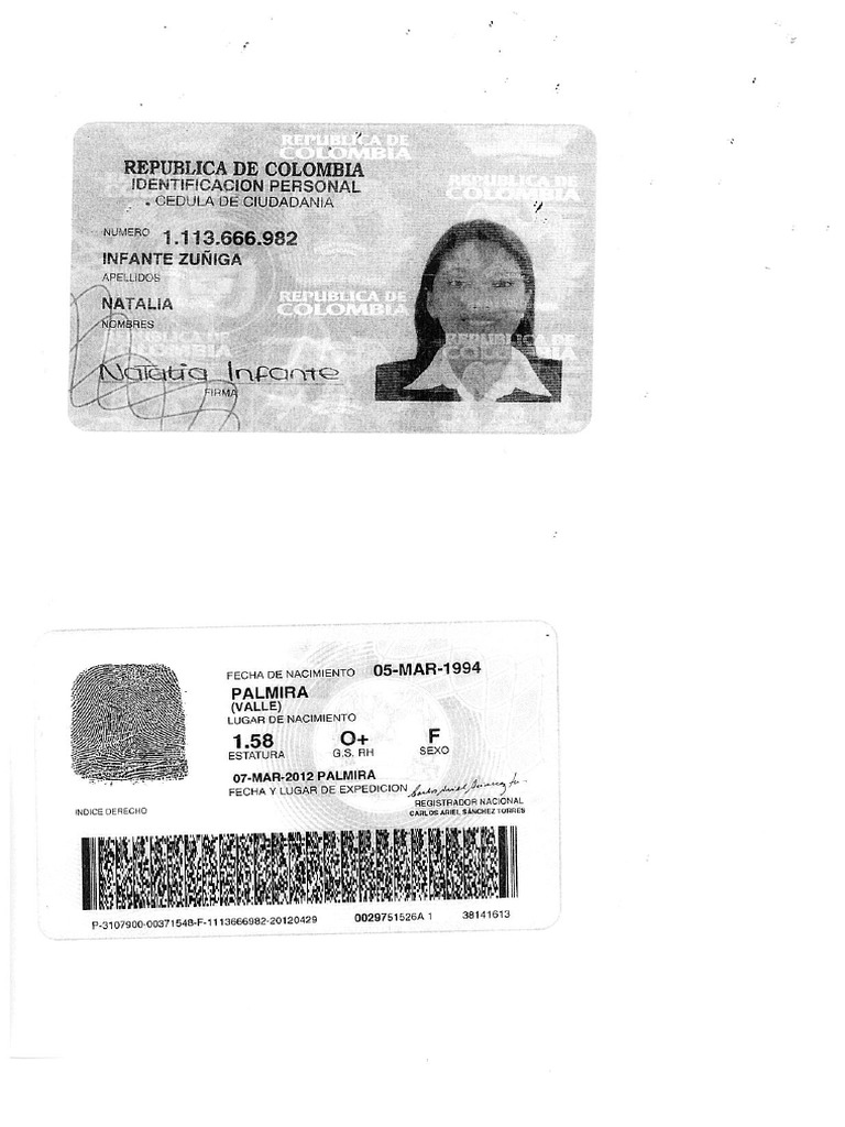 Cédula Natalia Infante | PDF