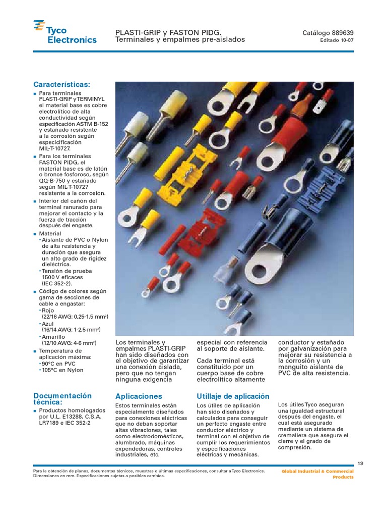 Características:: Plasti-Grip Y Faston Pidg. Terminales y Empalmes Pre ...