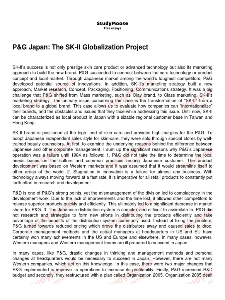 P&G Japan The SK-II Globalization Project | PDF | Brand | Procter & Gamble