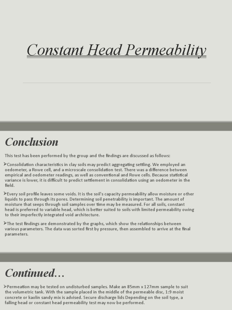 Constant Head Permeability | PDF