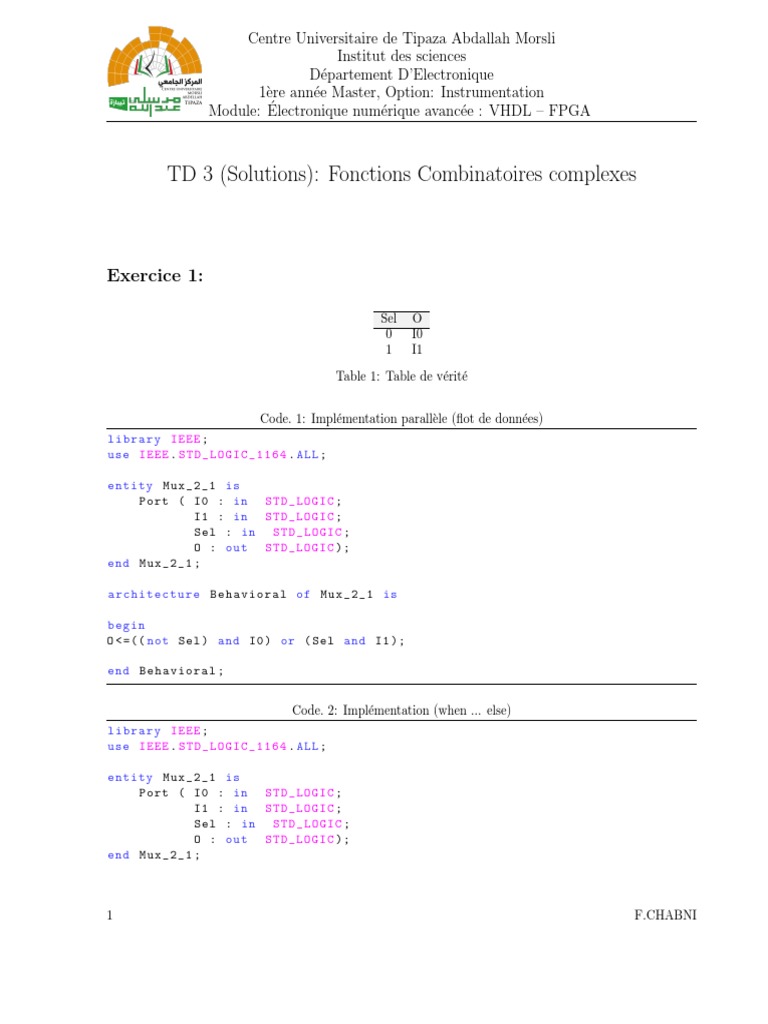 TD3 Solutions | PDF | Vhdl | Electrical Engineering