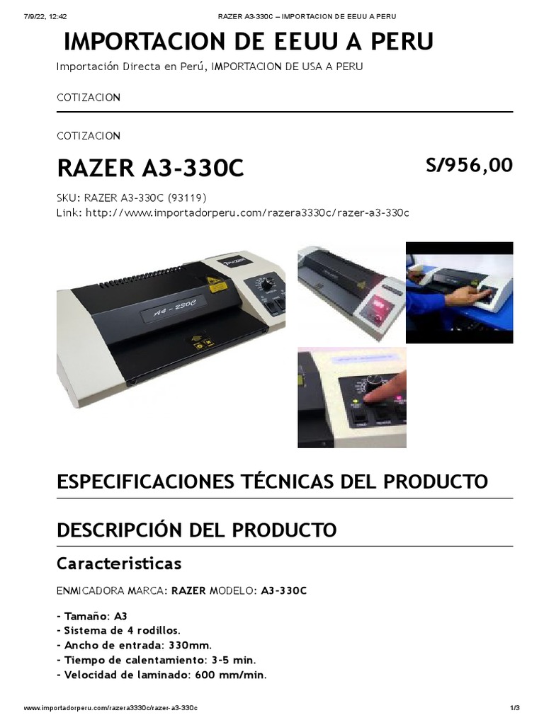 Razer A3-330c - Importacion de Eeuu A Peru | PDF | Perú