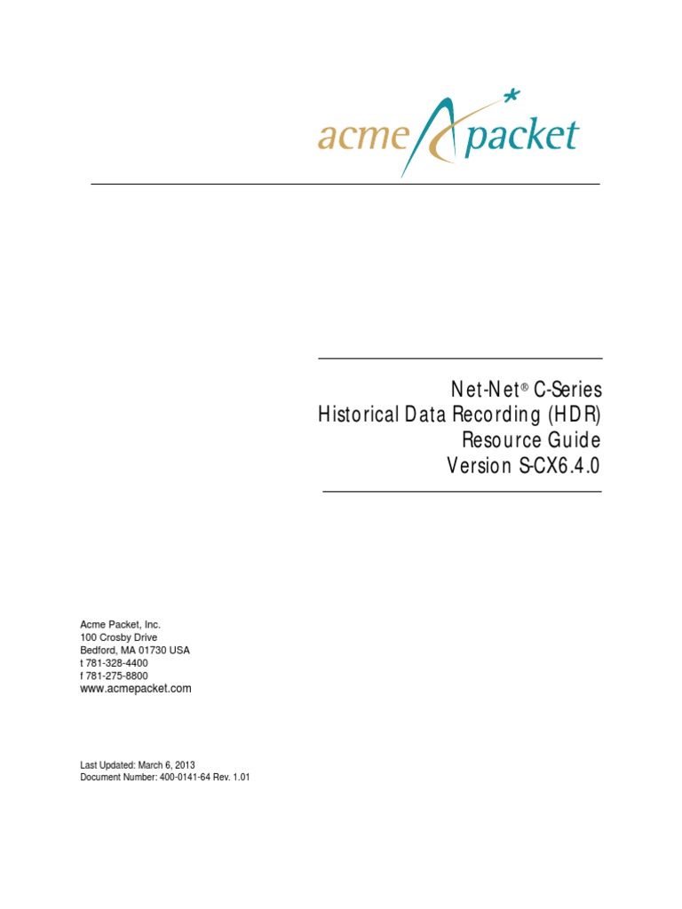Net-Net 4000 S-CX6.4.0 Rev1.01 HDR Resource Guide | PDF | Information ...