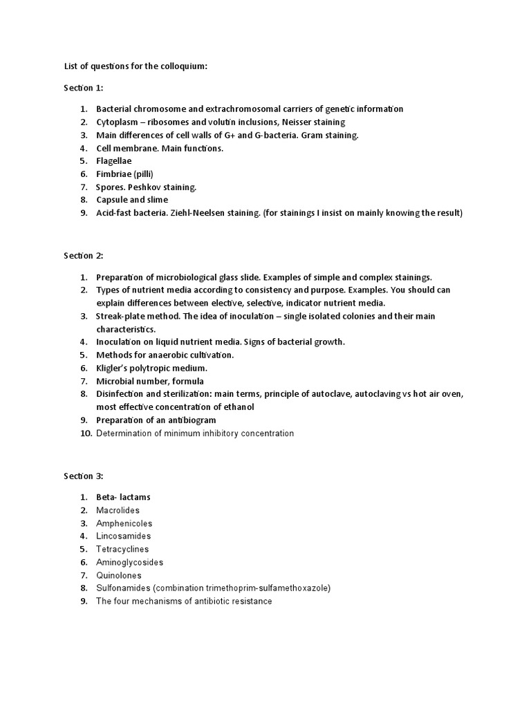 List of Questions For The Colloquium | PDF