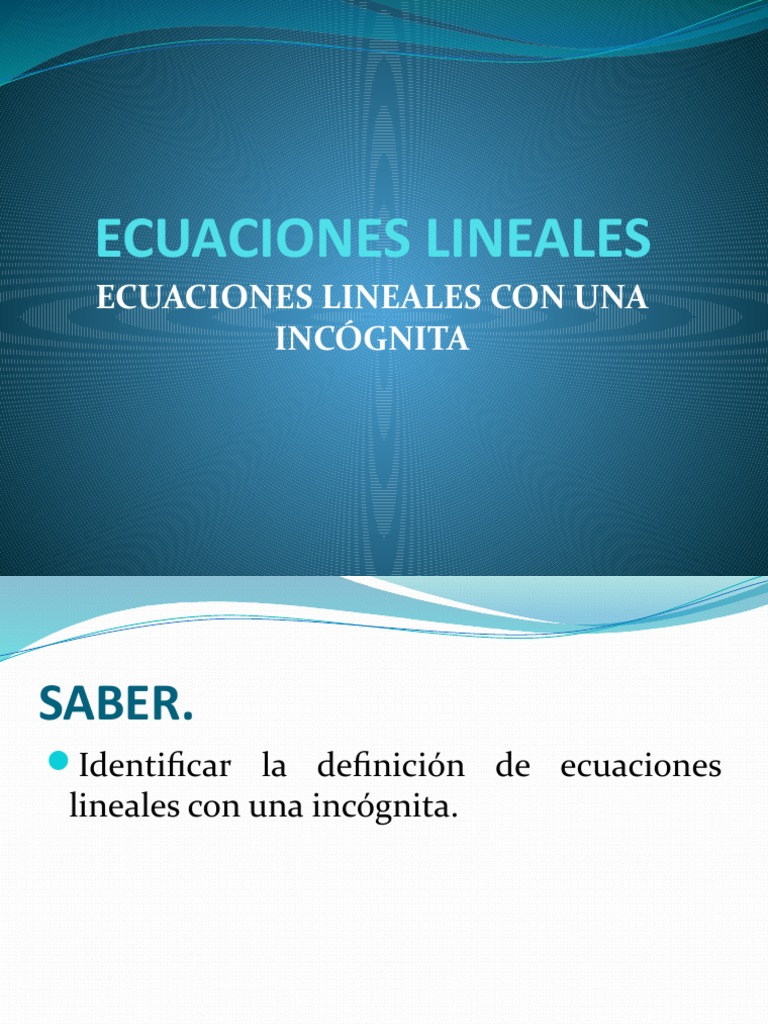 Ecuaciones Lineales Con Una Incógnita | PDF