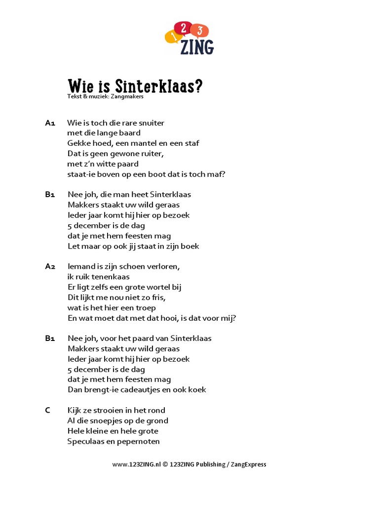 Wie Is Sinterklaas? Tekst | PDF