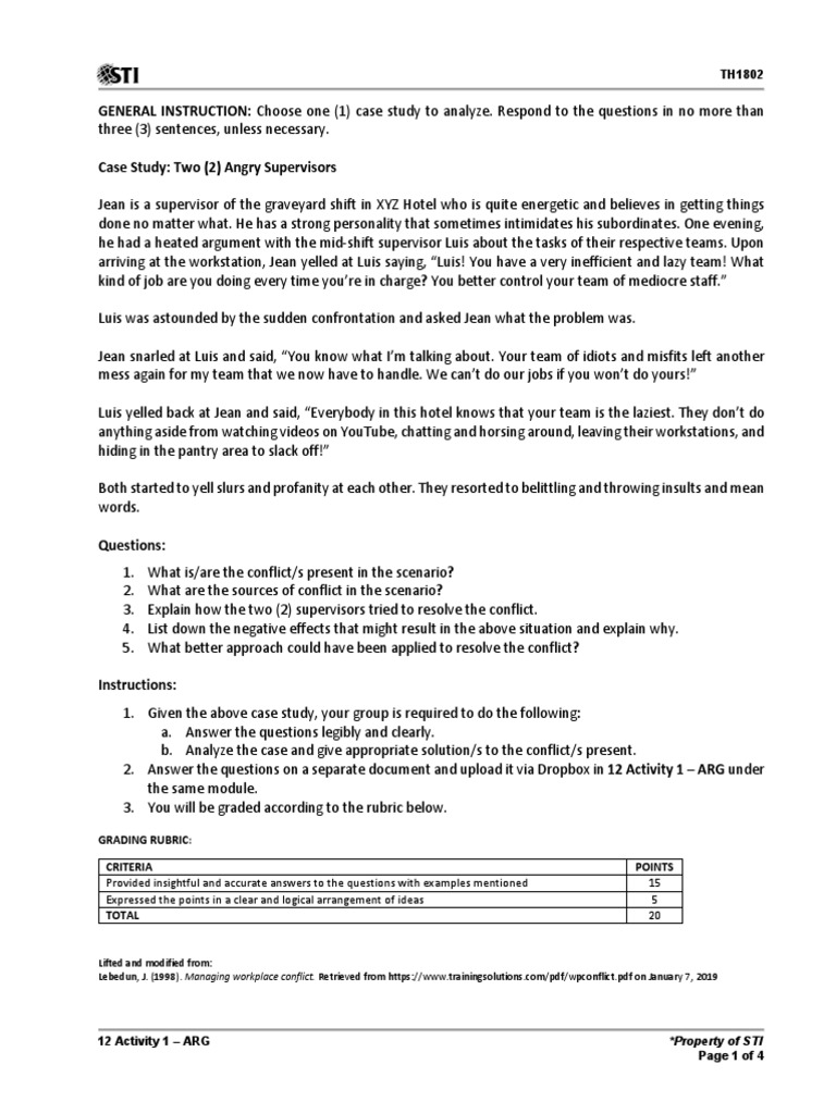 12 Activity 1 - ARG | PDF | Rubric (Academic)