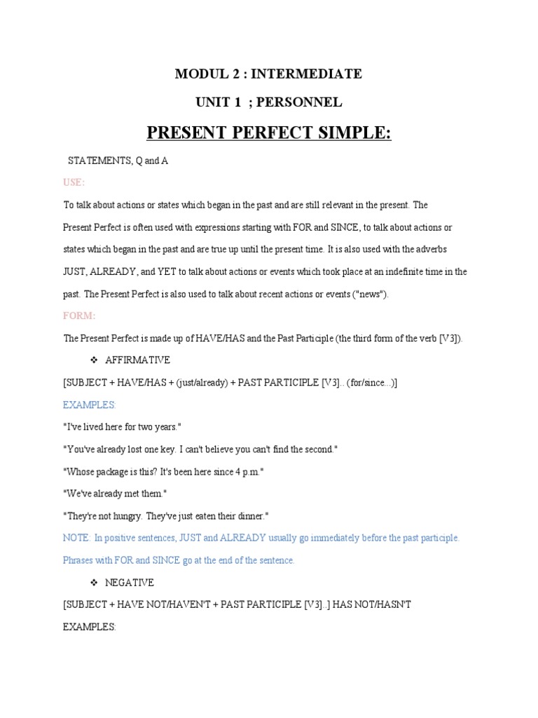 Present Perfect Tense Guide | PDF | Language Arts & Discipline