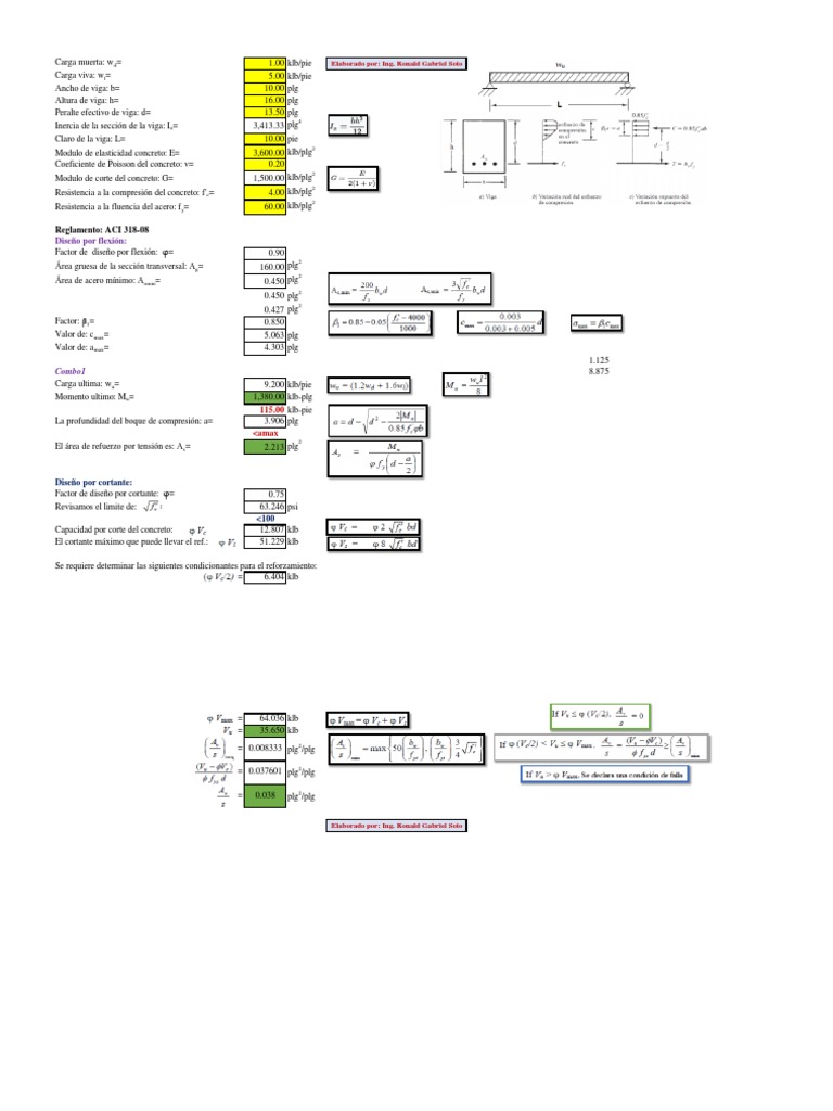Diseño de Viga Concreto Por Flexion y Cortante | Descargar gratis PDF | Viga (Estructura) | Doblar