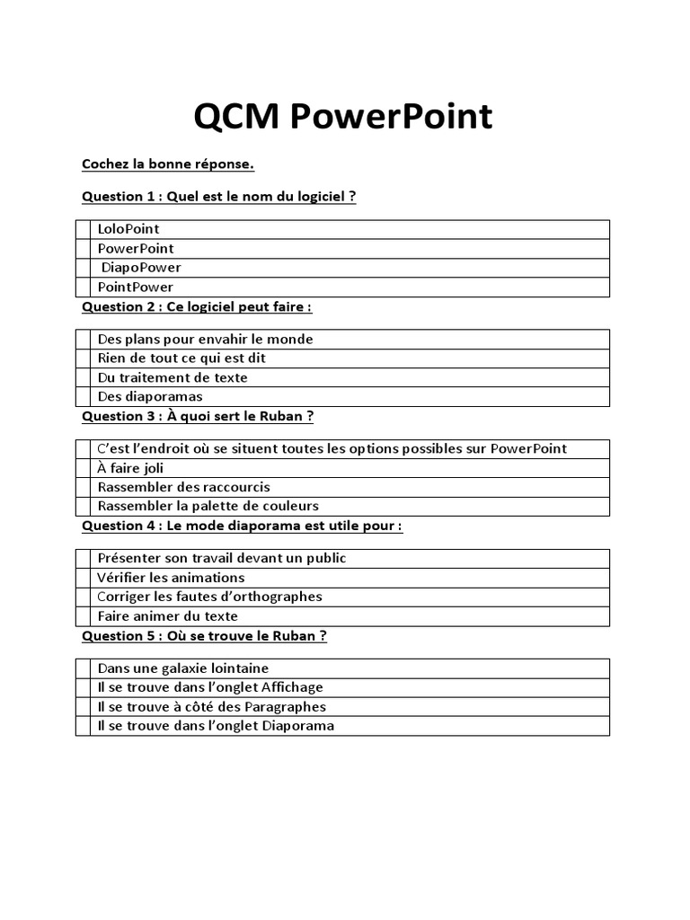 QCM PowerPoint en Format PDF | PDF