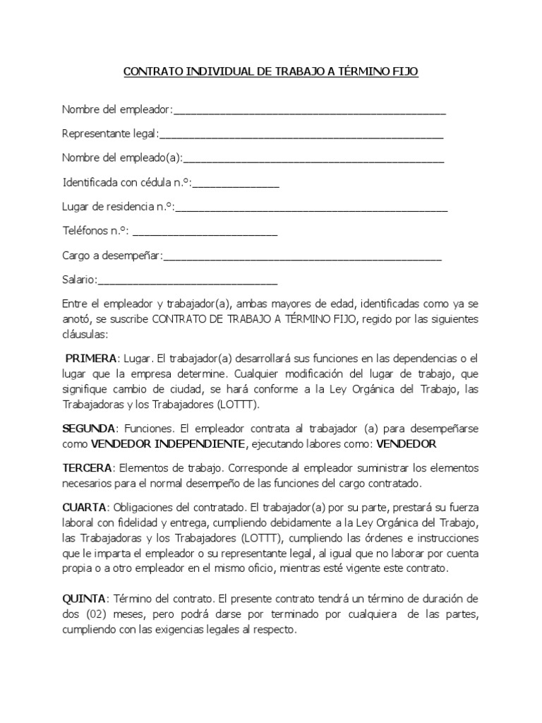 contrato de trabajo a destajo | PDF | Salario | Derecho laboral