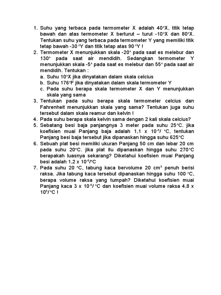 Latihan Soal Suhu | PDF