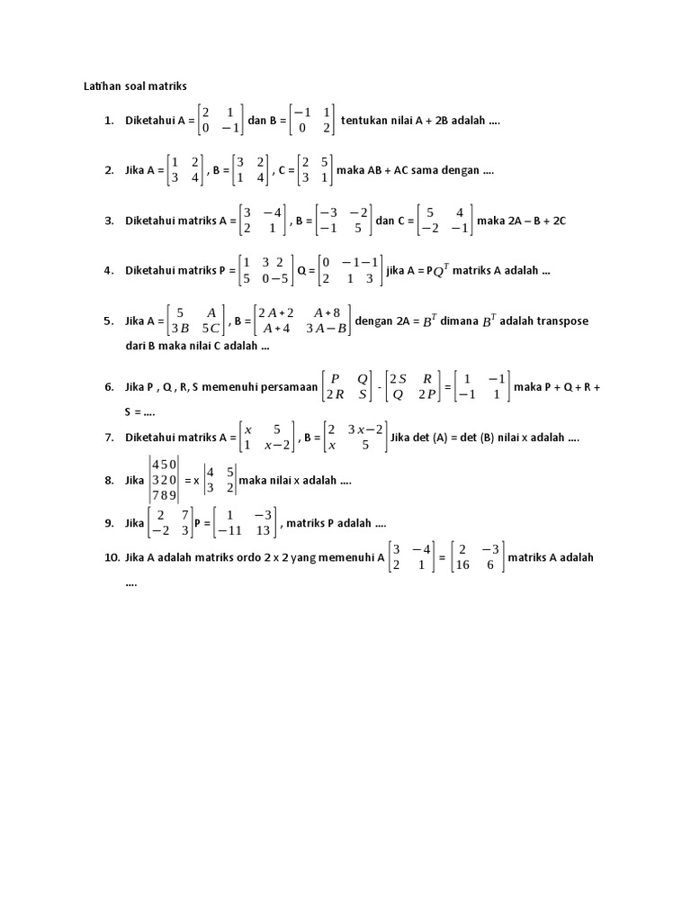 Latihan Soal Matriks | PDF