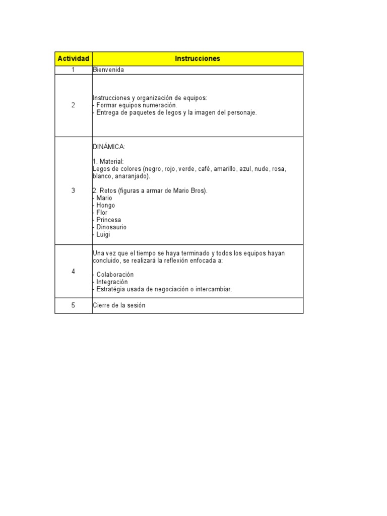 Taller LEGO: Colaboración y Estrategia | PDF