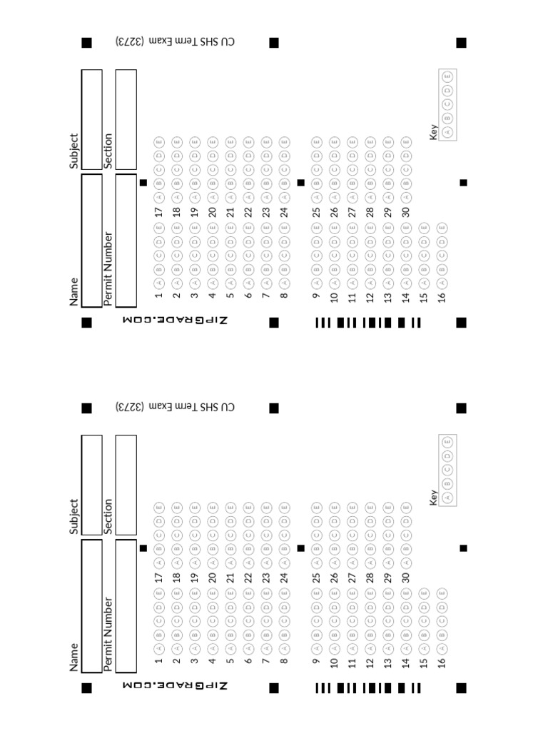 CU SHS Term Exam ZipGrade 3273 | PDF