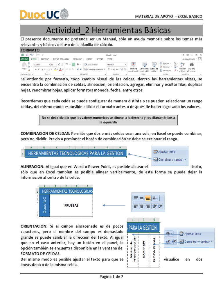 Act2 Herramientas Basicas de Excel | PDF | Microsoft Excel | Hoja de cálculo