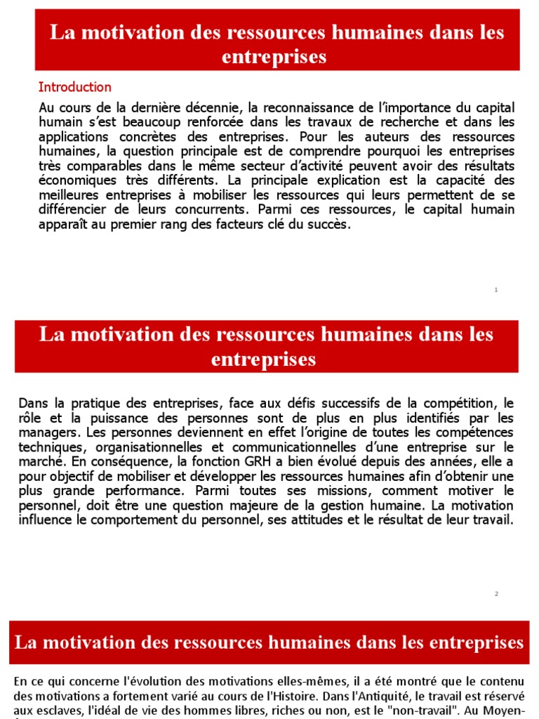 Chapitre I La Motivation Des Ressources Humaines École Classique | Télécharger gratuitement PDF ...