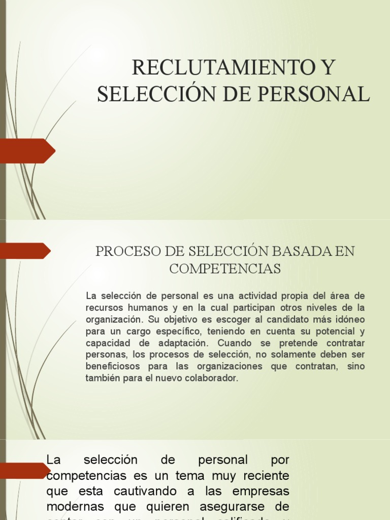 Diapositivas Reclutamiento y Selección de Personal | Descargar gratis PDF | Gestión de recursos ...