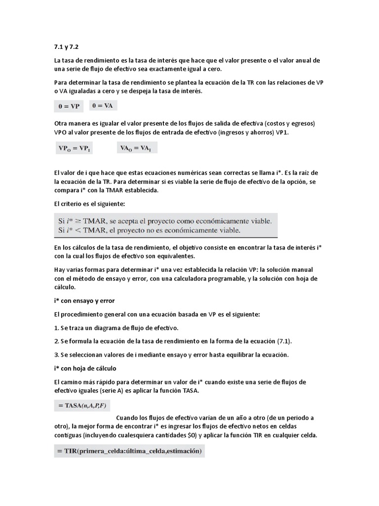 Resumen Cap 7 | PDF | Ecuaciones | Tasa interna de retorno