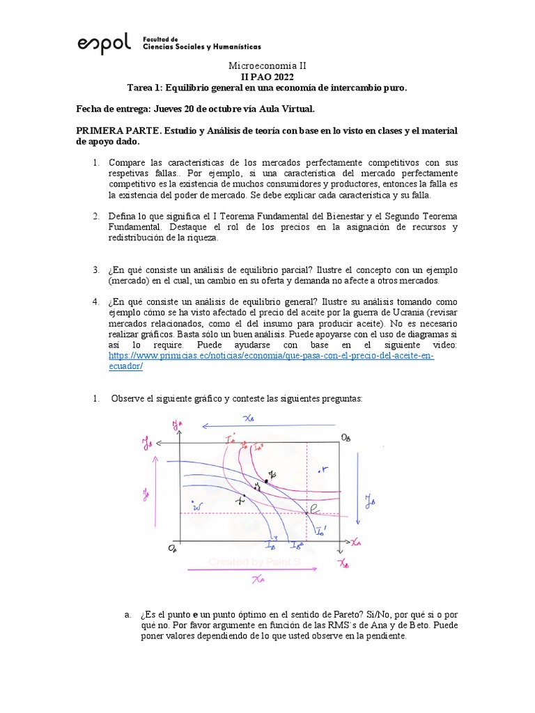 Tarea Equilibrio General | PDF | Teoría del equilibrio general | Mercado (economía)