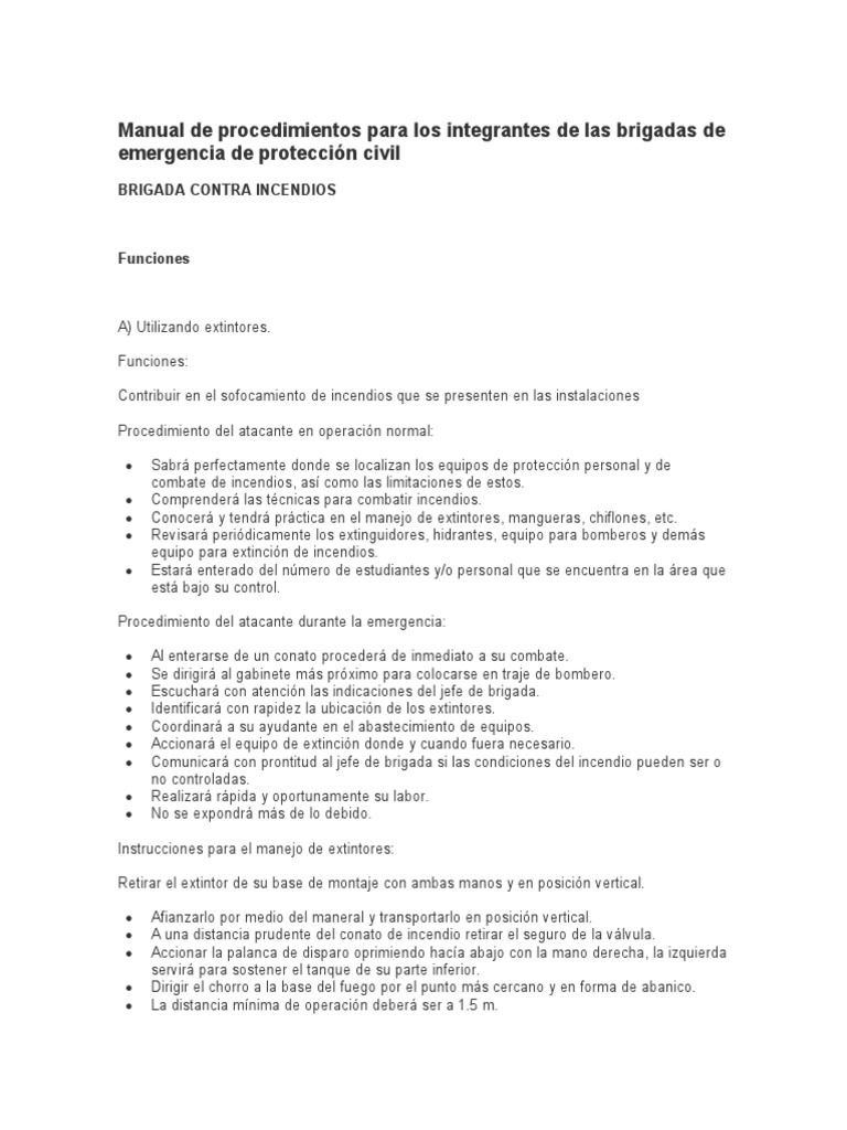 Manual De Brigadas Contra Incendios Pdf Primeros Auxilios