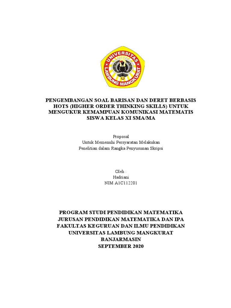 Cover Proposal Penelitian Skripsi11 | PDF